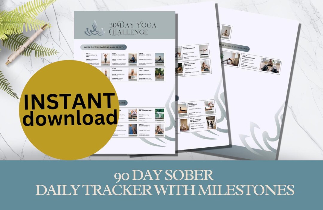 30 Day Yoga Challenge Printable Pdf Yoga for Energy, Flexibility ...