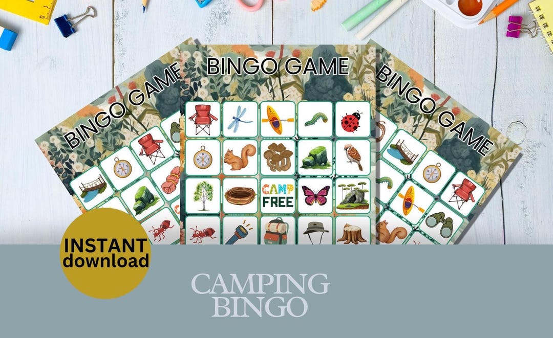 Printable Camping Bingo Game Fun Family Activity 15 Cards for Kids ...