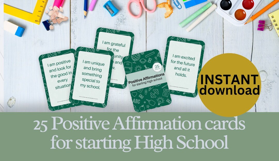Positive Affirmations for Kids Starting High School Printable ...