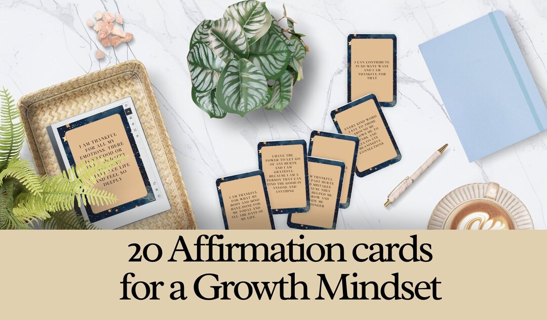 Gratitude Growth Affirmation Cards Positive Mindset Affirmations Daily ...