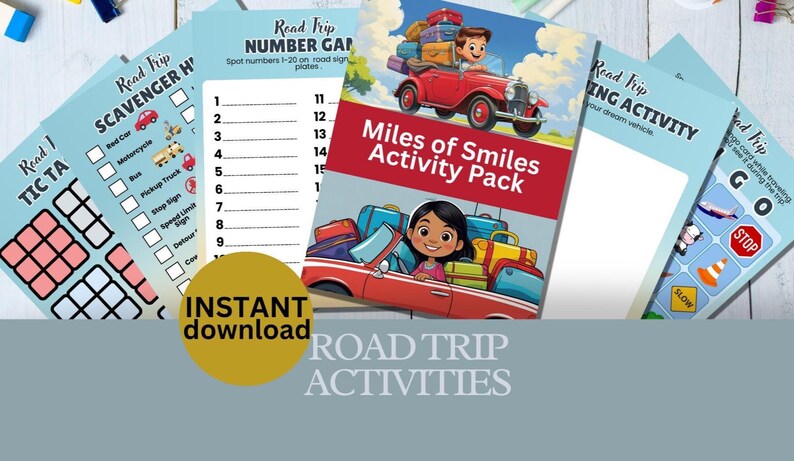 Printable Road Trip Activity Pack Fun Kids Travel Game, Car Activities ...