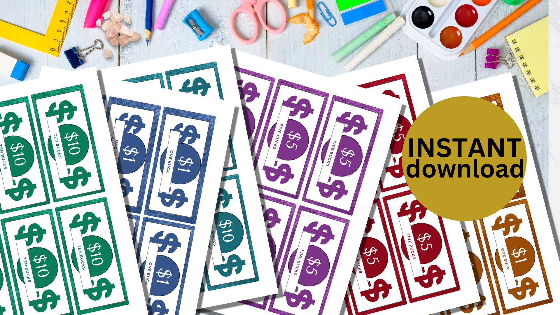 Chore Bucks Printable Allowance Chore Chart Us Letter Reward Bucks ...