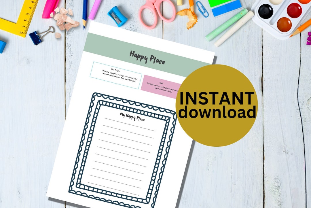 MY HAPPY PLACE Printable Worksheet Kids Positivity Chill Out Template ...