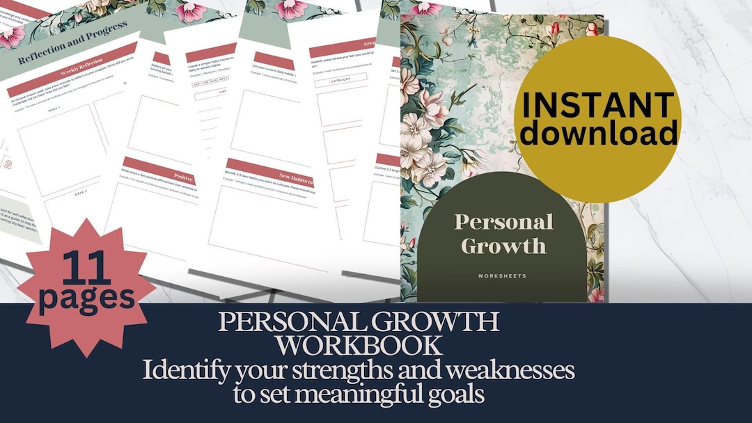 Personal Growth Workbook Self-discovery Journal Growth Mindset ...
