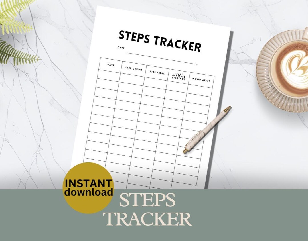 Steps Tracker Printable, Daily Walking Log, Fitness Journal, Health ...