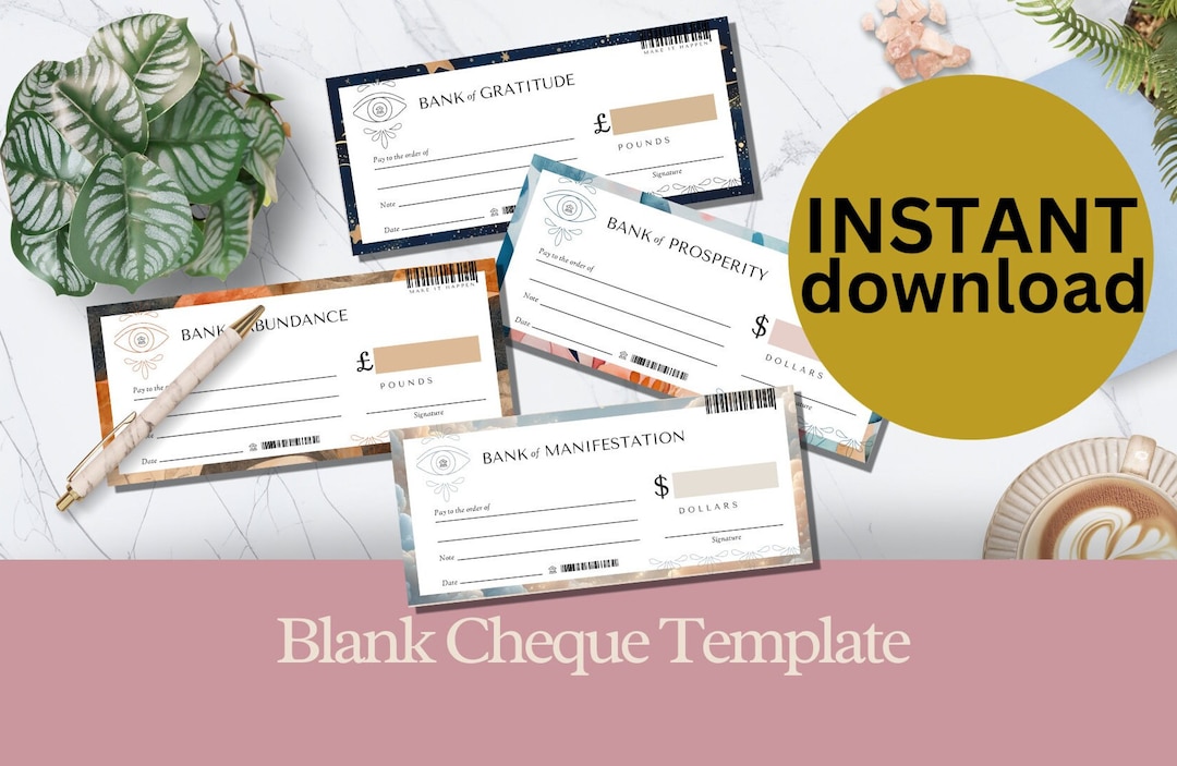 Blank Cheque Editable Law of Attraction Template Editable Blank Check ...