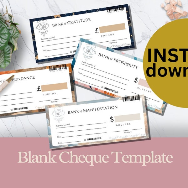 Canva Editable Blank Cheque - Etsy