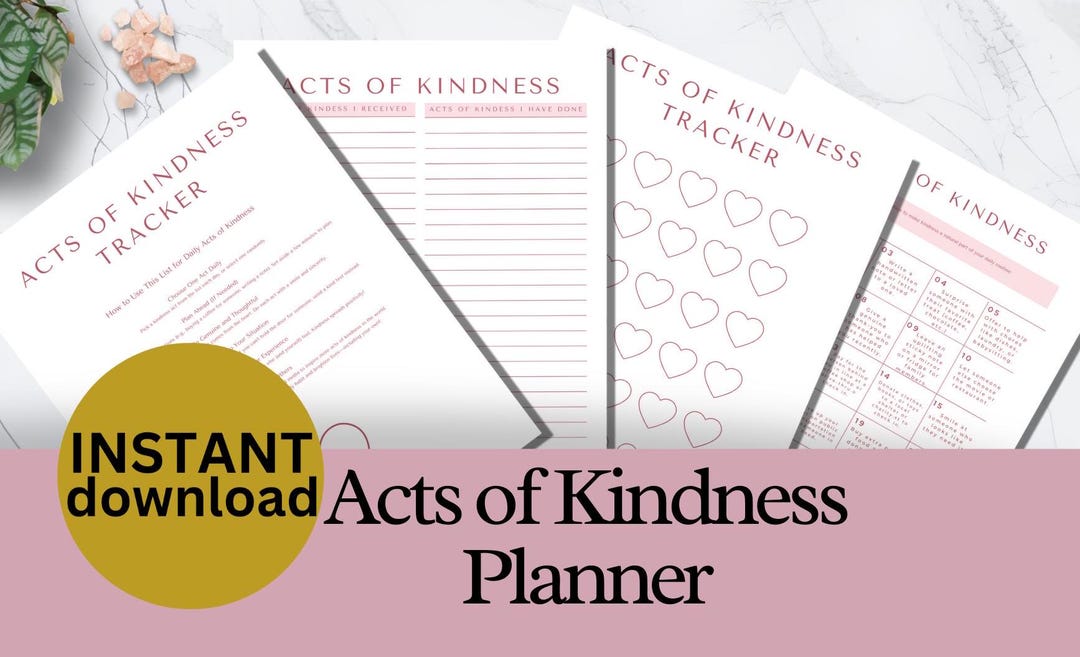 Act of Kindness Tracker 30 Day of Kindness Printable Kindness Planner ...