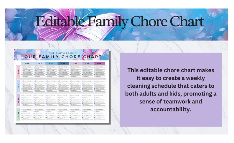 Chore Chart Printable Family Chore Chart Canva Template Editable Family ...