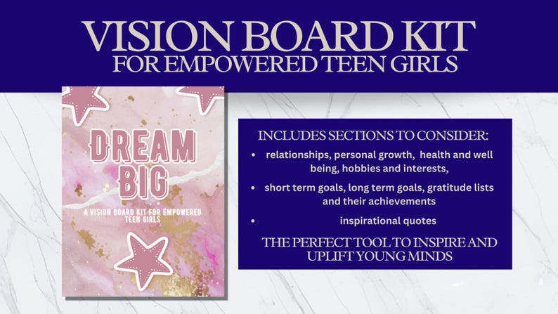 Digital Vision Board Kit for Teen Girl Printable Vision Board Starter ...