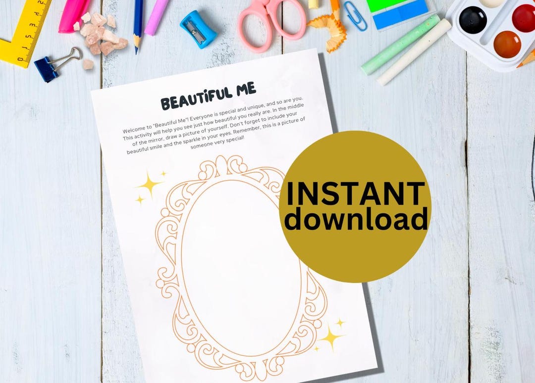 SELF LOVE Worksheet for Kids, Beautiful Me Printable Self-esteem ...