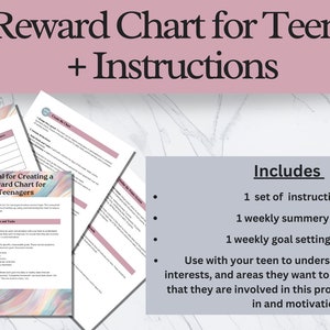 Editable Teens Reward Chart Chore Digital Download Reward Chart for ...