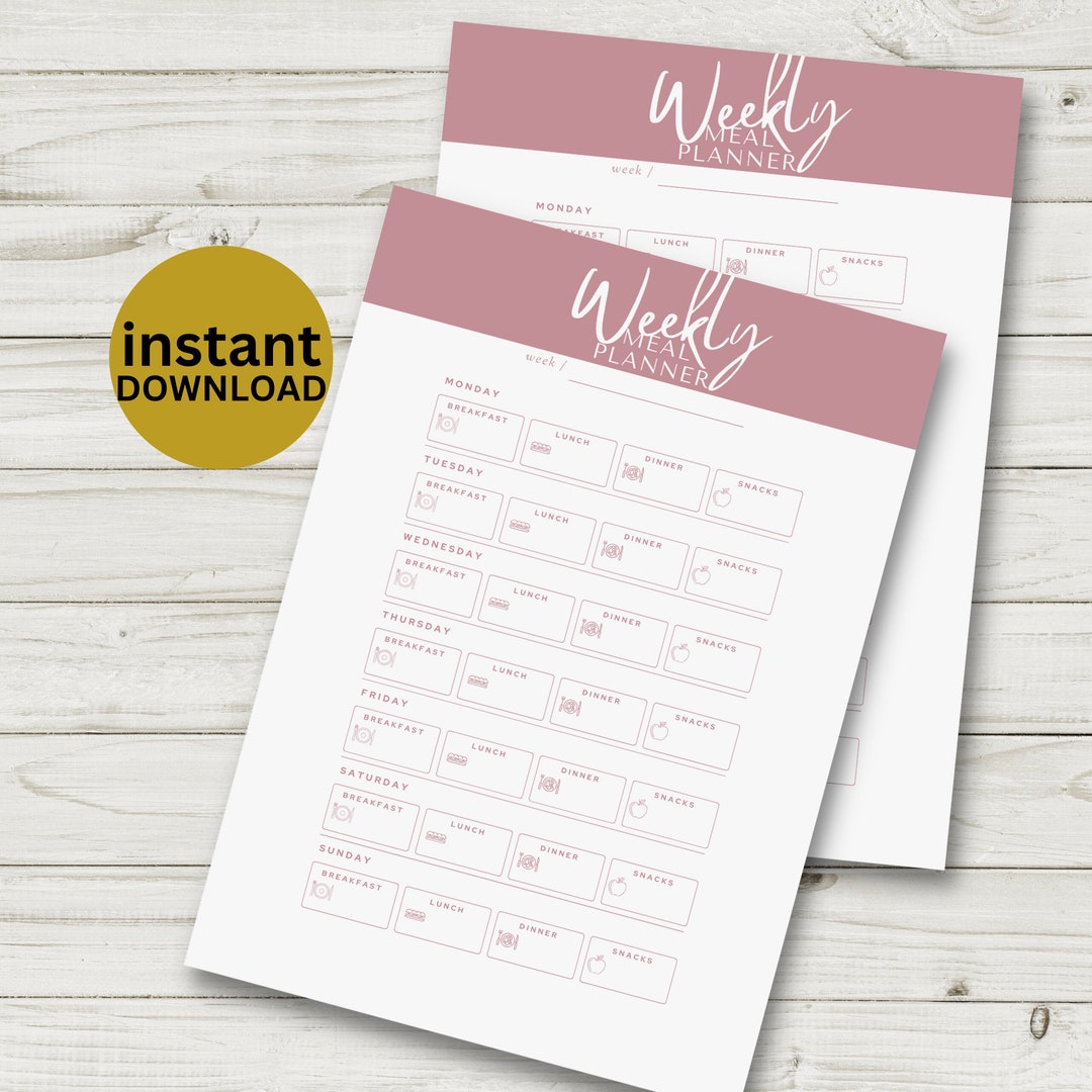 Meal Plan Template, Meal Prep Planner Printable, Minimalist Weekly Meal ...
