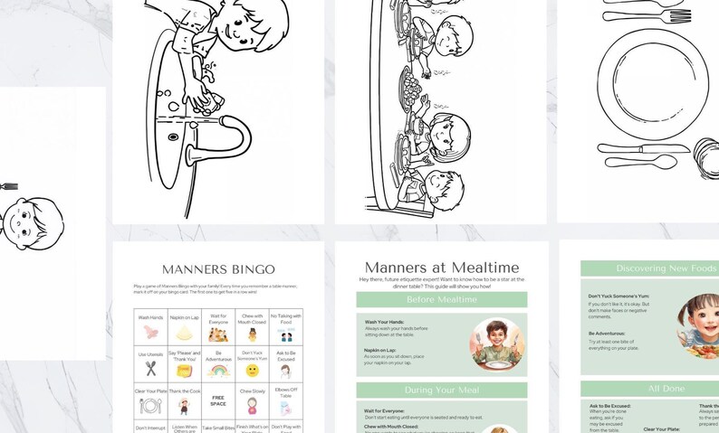 Table Etiquette for Kids: Fun Printable Activities, Learning Dining ...