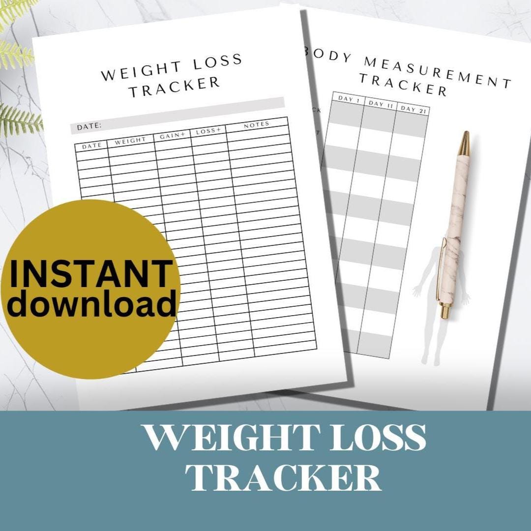 Weightloss Tracker Printable Weekly Weight Loss Journal Digital Weight ...