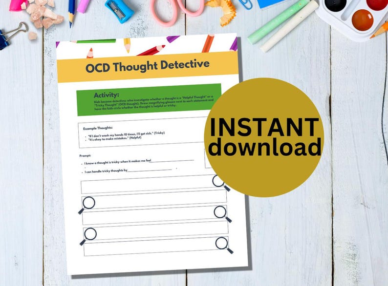 OCD Worksheets for Kids Printable Therapy Tools CBT and Exposure ...