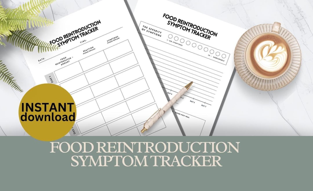 Food Reintroduction Symptom Tracker Printable, Food Diary, Recipe ...