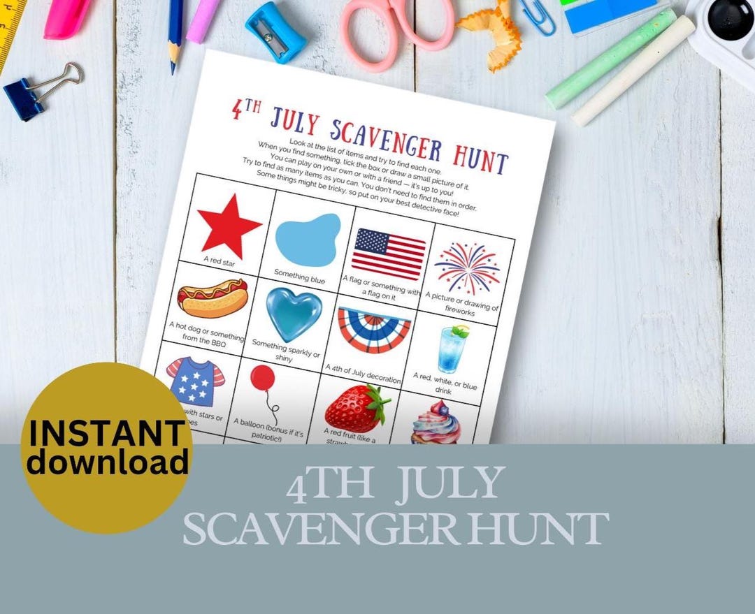 4th of July Scavenger Hunt Printable Independence Day Activity for Kids ...