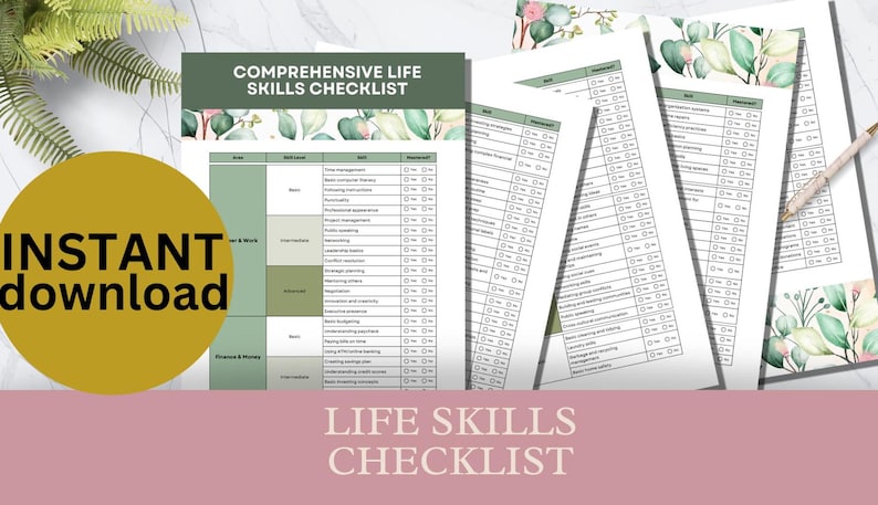 Life Skills Checklist for Young Adults Essential Skills Tracker ...
