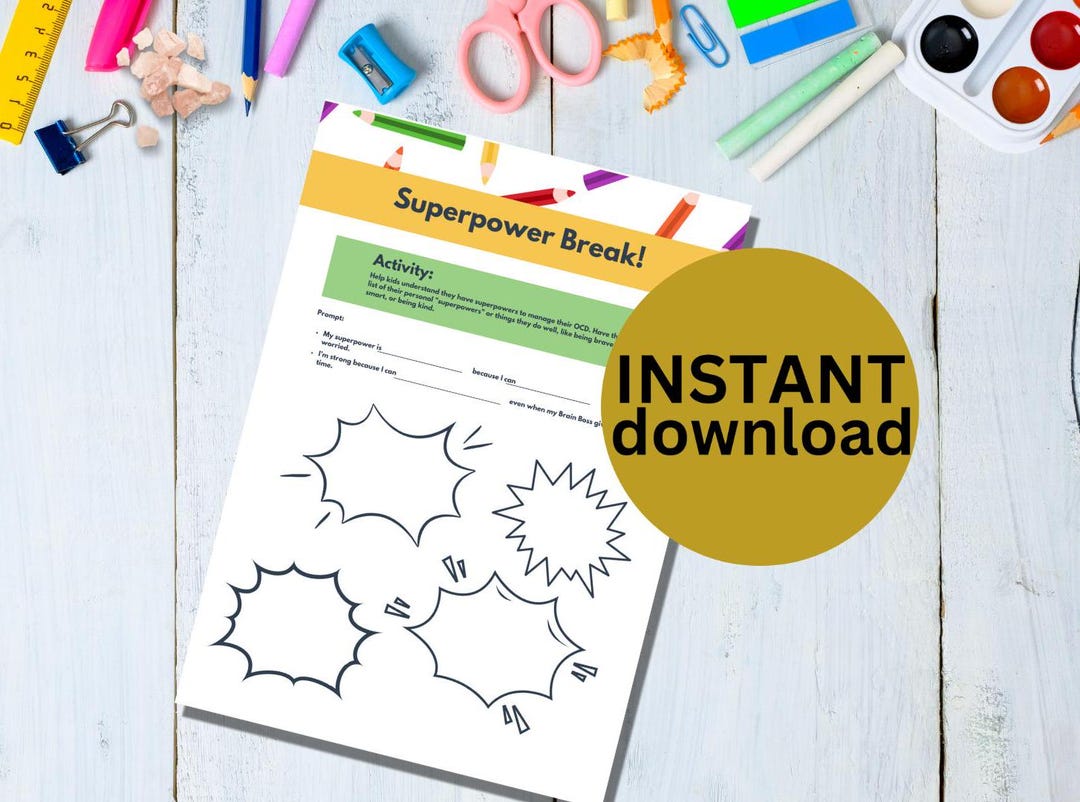 OCD Worksheets for Kids Printable Identify Strengths Therapy Tools My ...