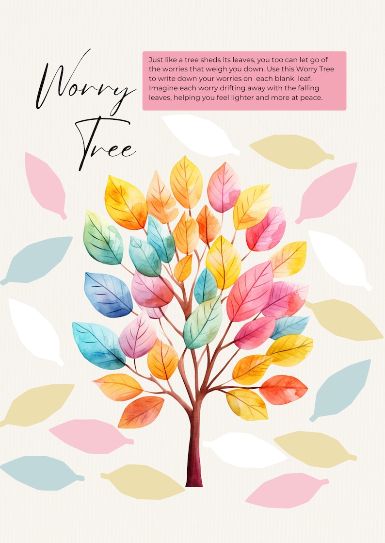 Worry Tree Worksheet, Anxiety Relief Kids Mental Health Emotional ...