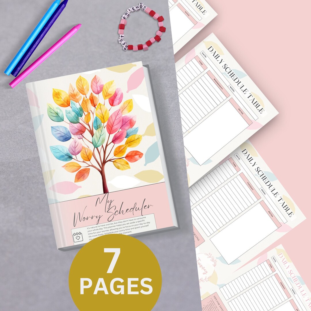 Worry Journal, Worry Scheduler Planner, Kids Mental Health Emotional ...