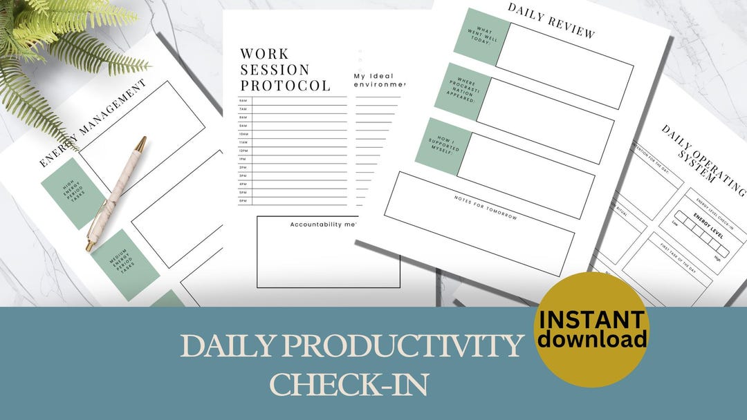 Energy Level Tracker Printable Daily Productivity Check-in Scale Black ...