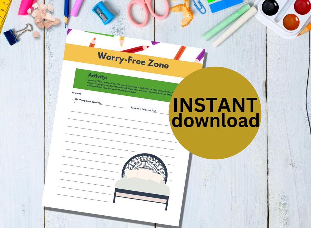 Worry-free Zone Worksheet Anxiety Management for Kid Calm Corner ...