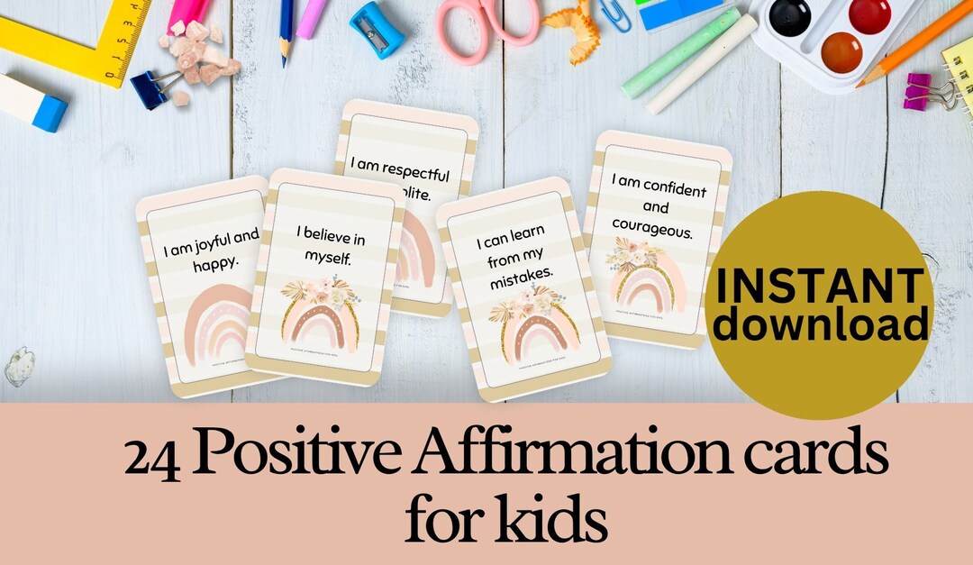 Positive Affirmations for Kids Printable, Affirmation Cards, Positive ...