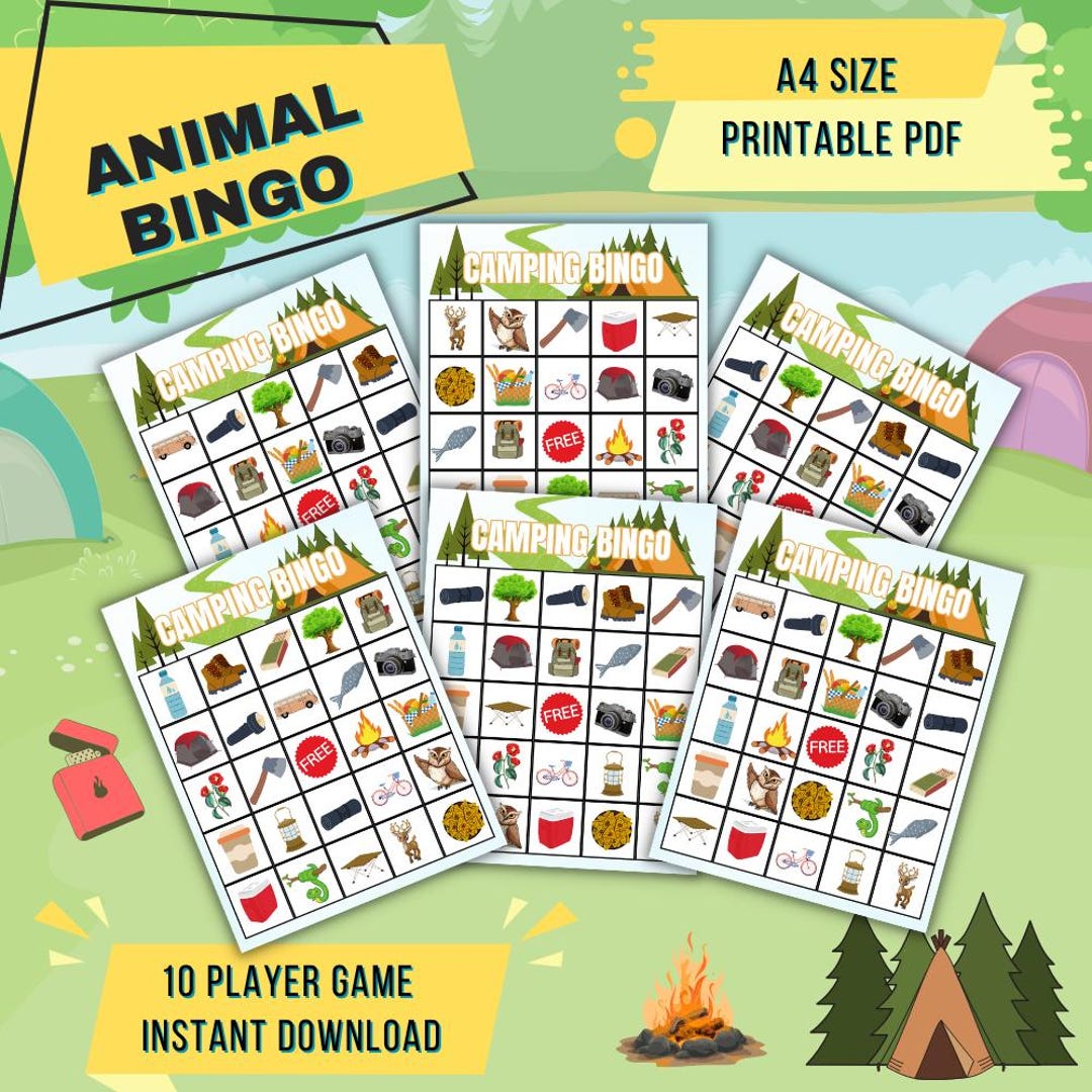 Camping Bingo Game Printable, Fun Outdoor Activity for Kids, Instant ...