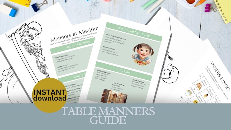 Table Etiquette for Kids: Fun Printable Activities, Learning Dining ...