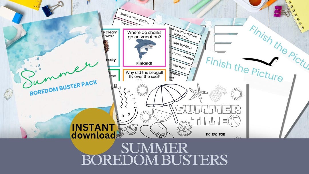 Summer Activities for Kids Fun Printable Games Boredom Busters Summer ...
