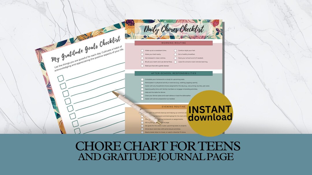 Daily Checklist for Teens Printable Teen Responsibility List Chore ...
