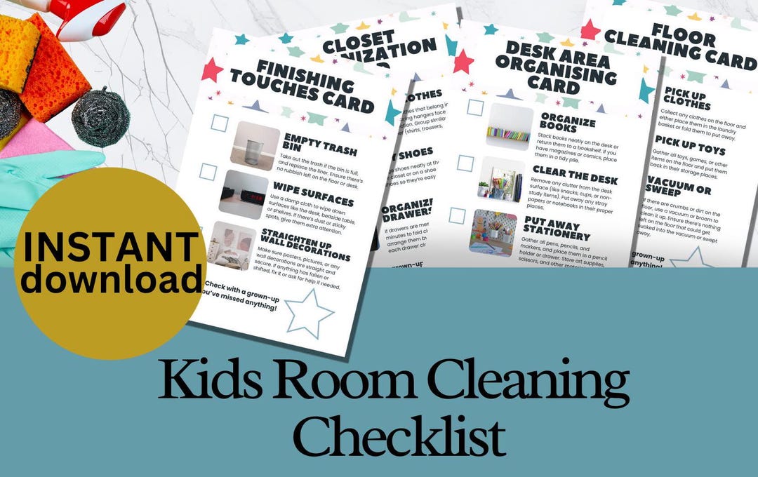 Editable Kid Cleaning Checklist Printable Photo Chore Cards Kids Room ...