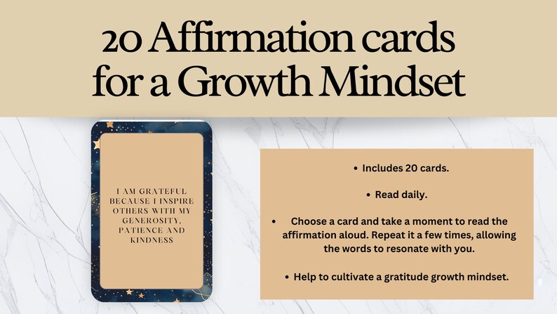 Gratitude Growth Affirmation Cards Positive Mindset Affirmations Daily ...