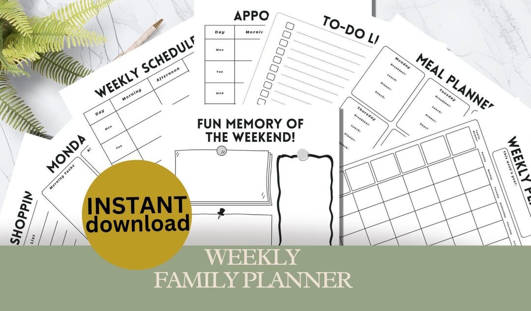 Family Weekly Planner Printable, Family Organizer,weekly Schedule ...