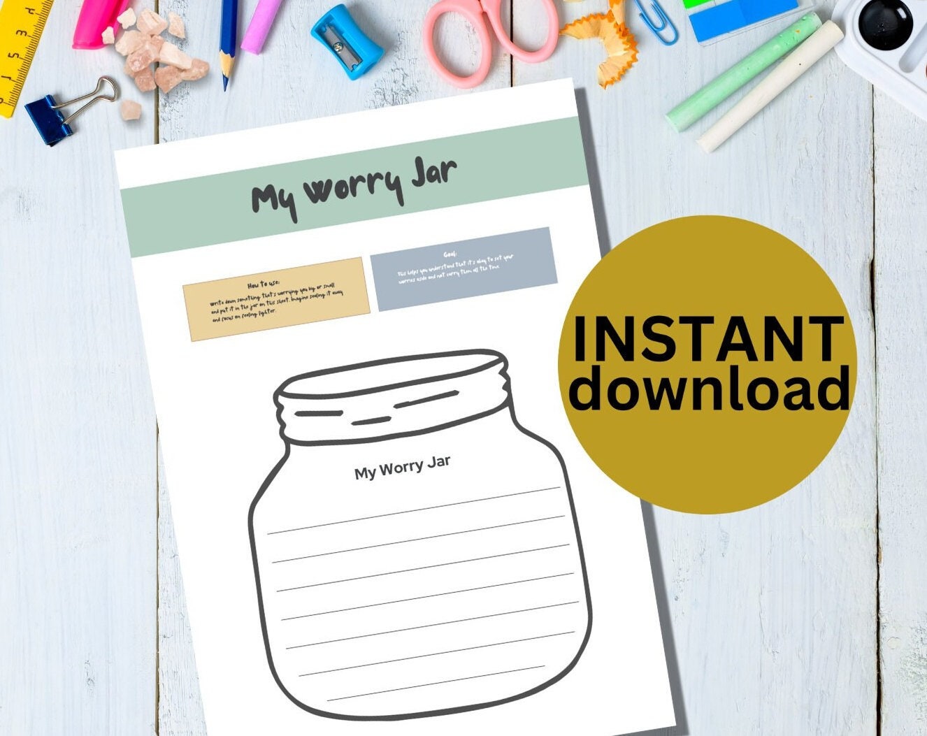 OCD Worry Box Worksheet Printable Anxiety Relief Tool Mental Health ...