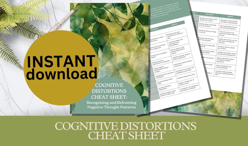 Cognitive Distortion Cheat Sheet Emotional Regulation Coping Skill Self ...