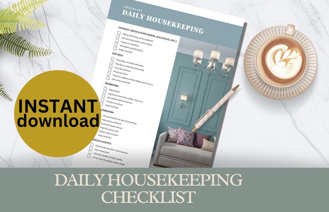 Editable Daily Housekeeping Checklist Canva Template Customizable ...