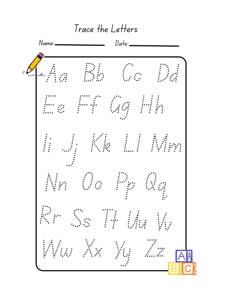 Trace the Alphabet Worksheet PDF, 26 Letters, Uppercase and Lowercase ...
