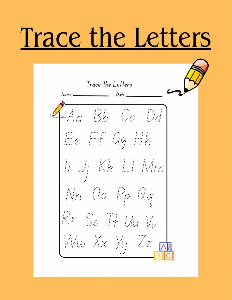 Trace the Alphabet Worksheet PDF, 26 Letters, Uppercase and Lowercase ...