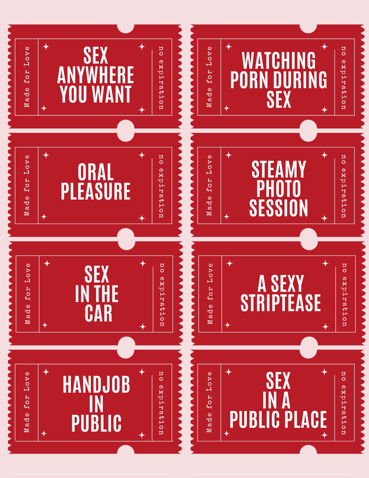 Naughty Adult Coupons Intimacy Coupons Sexy Time Downloadable Coupons ...