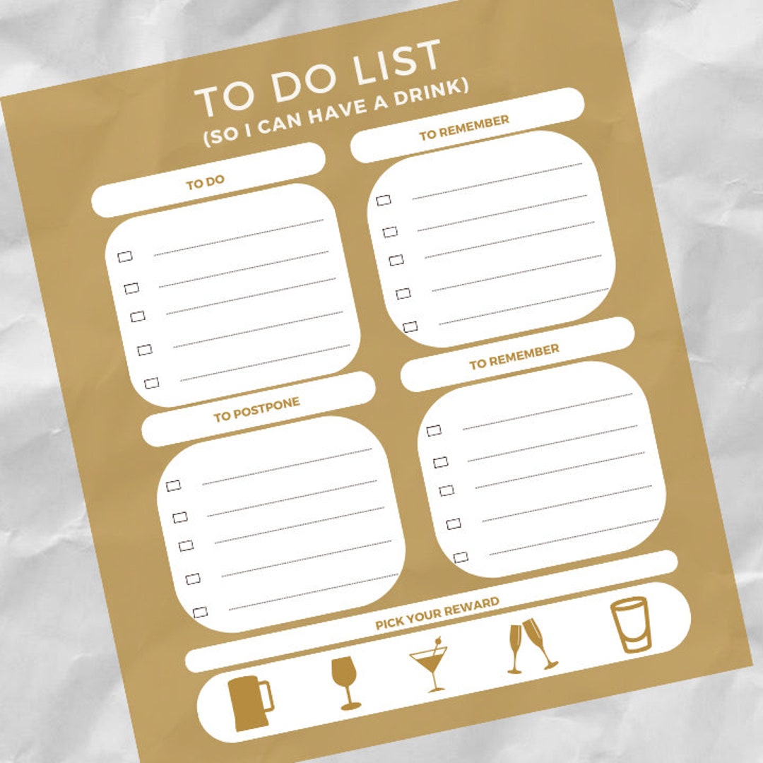 Funny to Do List, to Do List, so I Can Drink Honey Do List, Digital ...