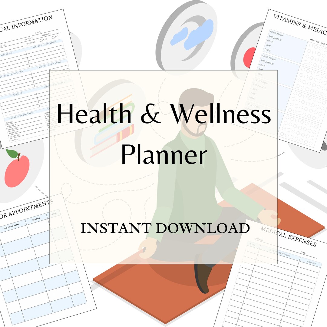 Printable Health & Wellness Planner Medical Organizer Fitness Nutrition ...