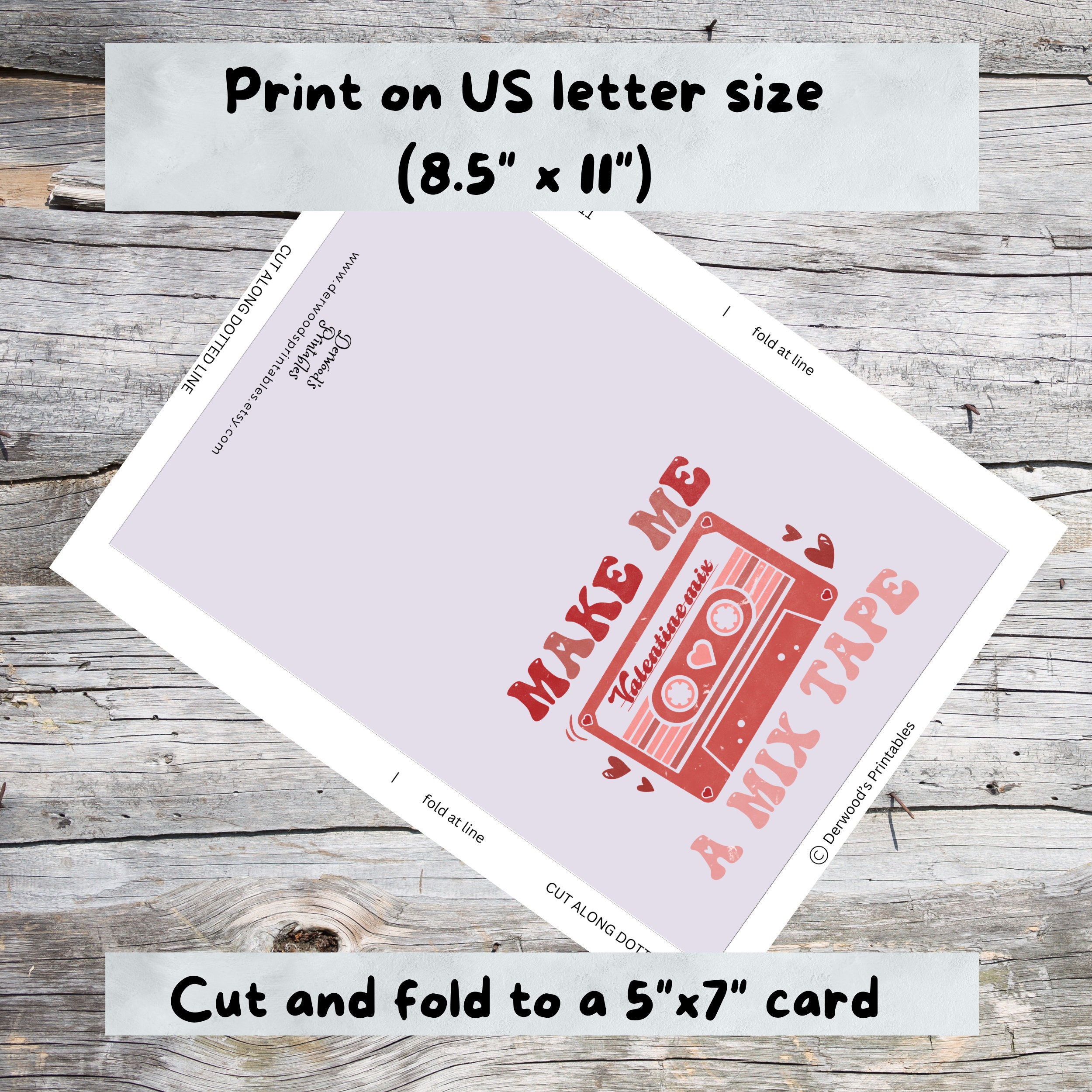 Mix Tape Printable Valentines Day Card, Instant Download Valentines ...