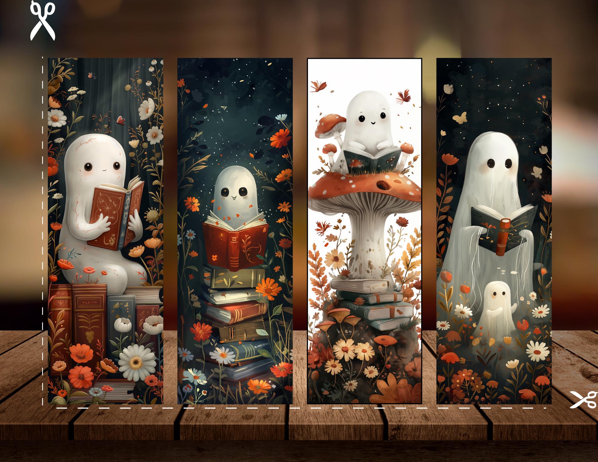 Adorable Ghost Bookmarks Set of 4, Halloween Printable, Instant ...
