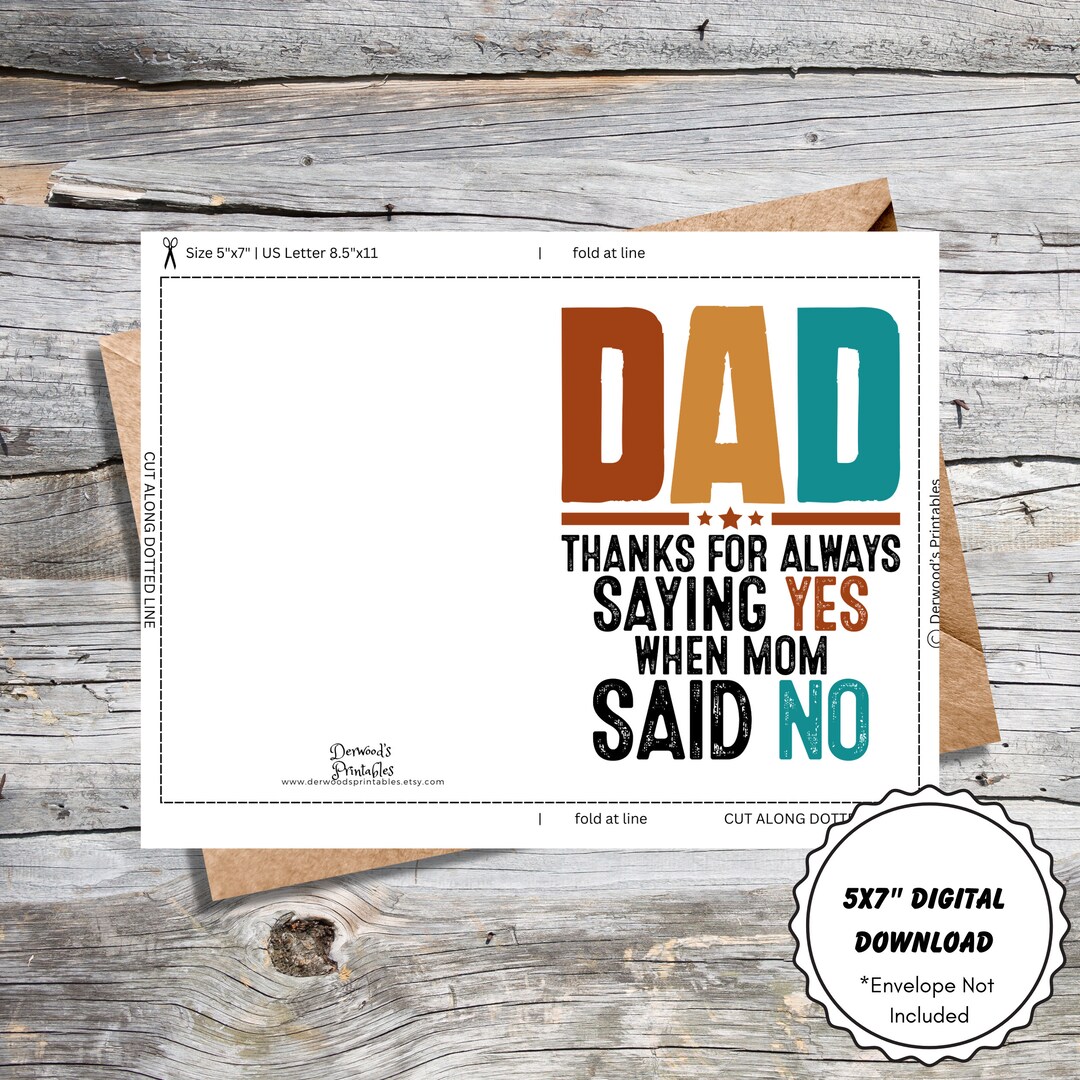 Father's Day Card, Funny Father's Day Card From Kids, Instant Download ...
