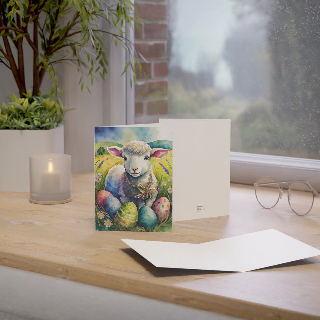 Lamb Easter Lamb Physical Easter Card 5x7 Blank Inside 4x6 Easter ...