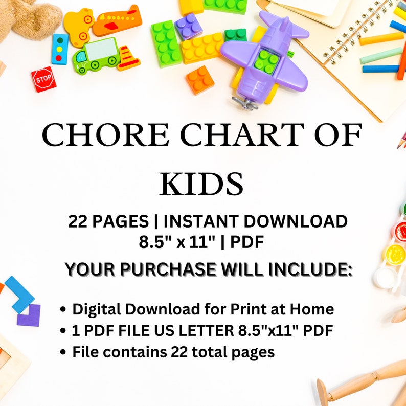 Kids Chore Chart Printable Weekly Chore Chart for Kids Easy to Use ...