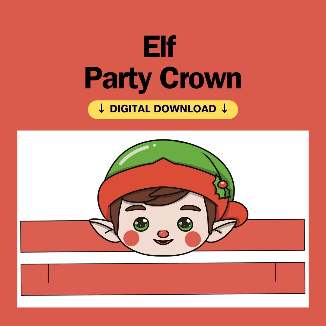Printable Elf Christmas Party Hat, Festive Elf Design, Kids & Adults ...